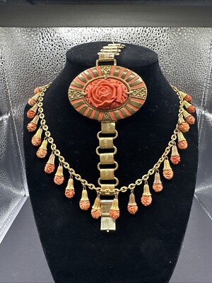 Vintage Early MIRIAM HASKELL Revival Roses Necklace & Bracelet | eBay