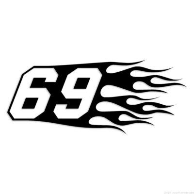 Flames Number 69 - Decal Sticker - Multiple Colors & Sizes - ebn7335 | eBay