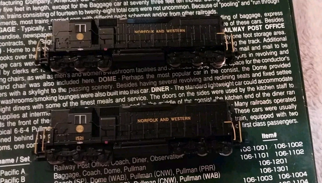 ATLAS N SCALE NORFOLK & WESTERN DIESEL ENGINES SD-35 #1521 DC PR EXC ...