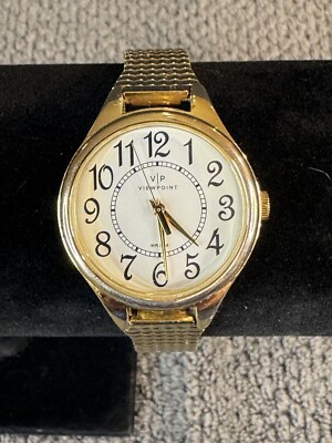 Viewpoint by Timex Women's Gold Tone Expansion Band Watch, White Dial ...