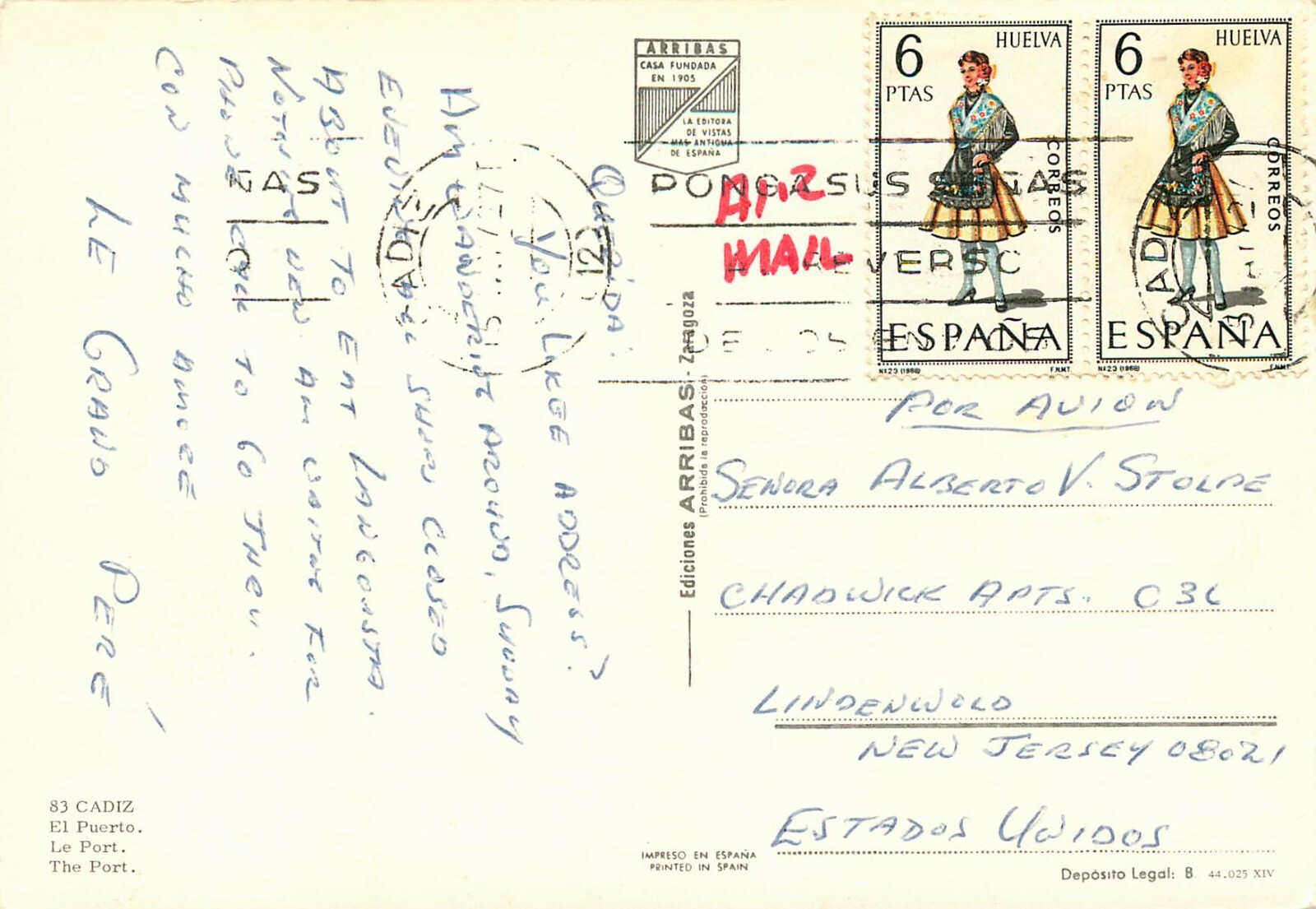 Port In Cadiz Spain Vintage Postcard 1970s Made in Spain Stamped | eBay