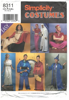 1998 Simplicity Costumes 8311 Adult's Costumes sizes A S-L sewing ...