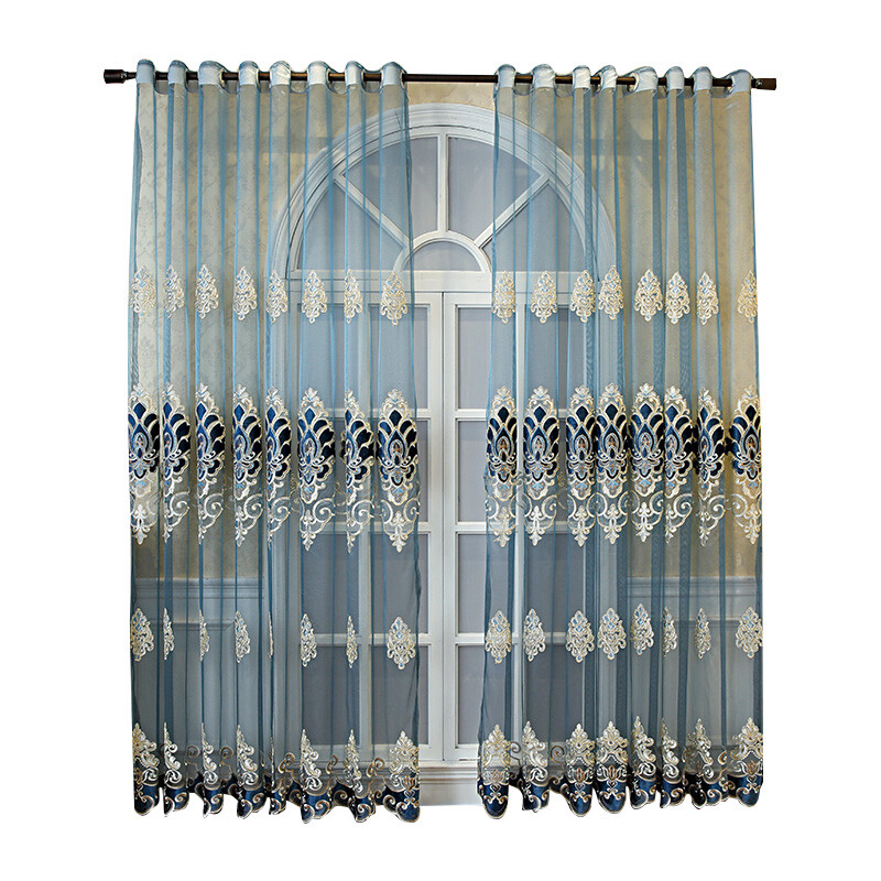 European Sheer Embroidered Lace Tulle Fabric for Bedroom Window Curtain ...