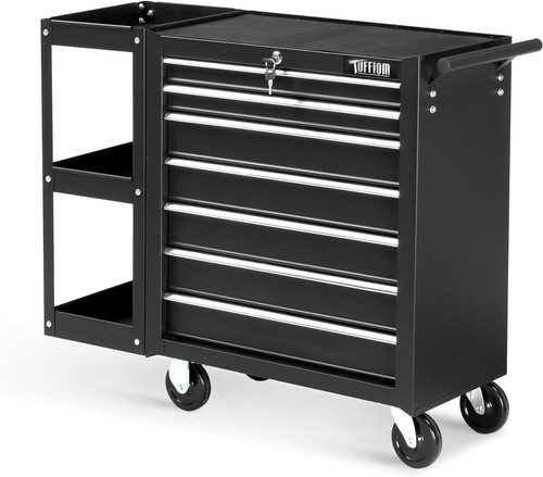 Heavy Duty 7-Drawer Rolling Tool Chest Tool Box with Lock & Key & Side ...