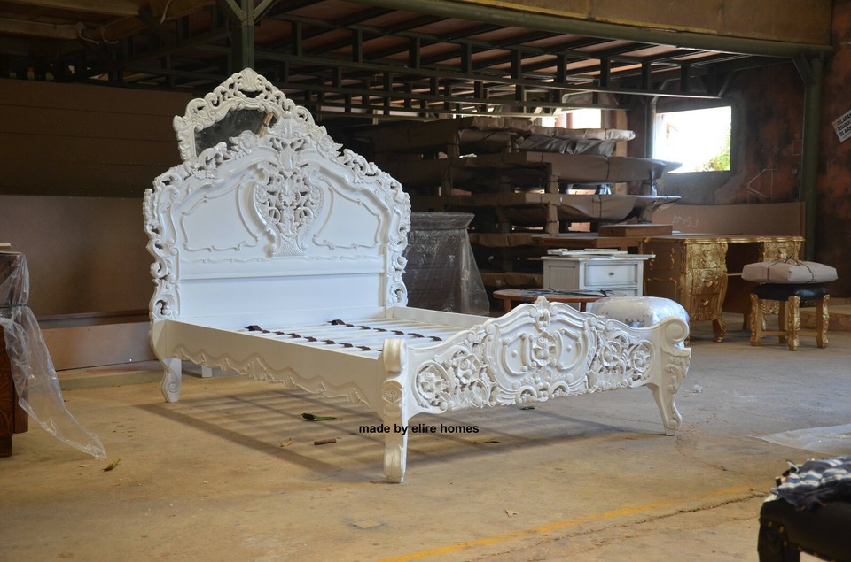 BESPOKE ~ 4'6" Double Mahogany French furniture Baroque WHITE Rococo ...