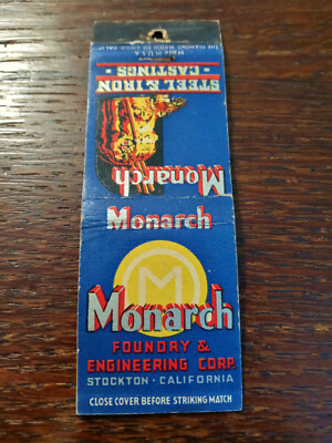 Vintage Matchcover: Monarch Foundry & Engineering, Stockton, CA | eBay