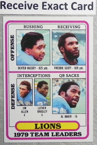 DETROIT LIONS 1980 Topps Checklist Card #488 & TEAM LEADERS _ Card (A ...