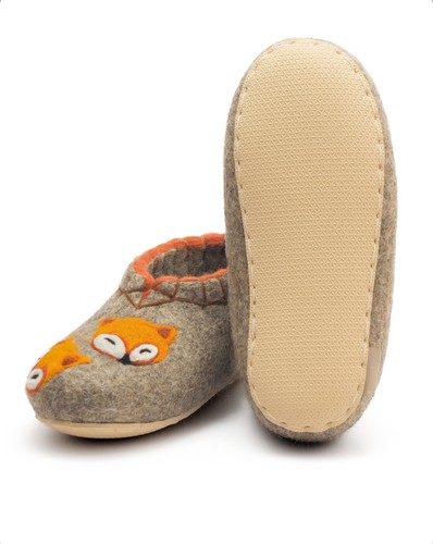 Slippers 100% Sheep Wool Felt Russian House shoes woolen chuni Foxes US ...