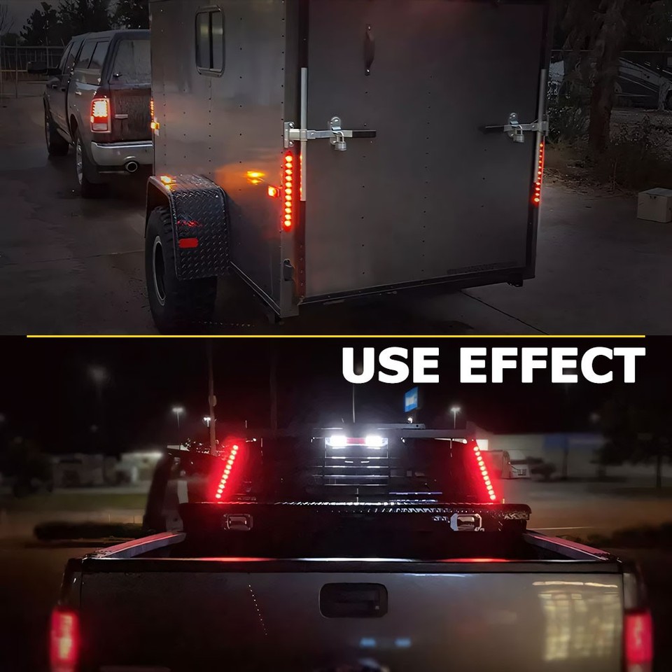 15" 2PC 11-LED Sealed Trailer Red RV Truck Stop Rear Tail Brake Turn ...