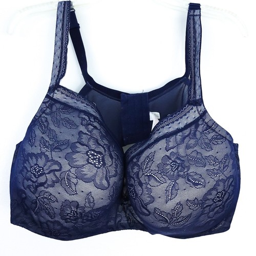 Cacique Modern Lace Covered Lightly Lines Balconette 46DDD Bra Navy ...