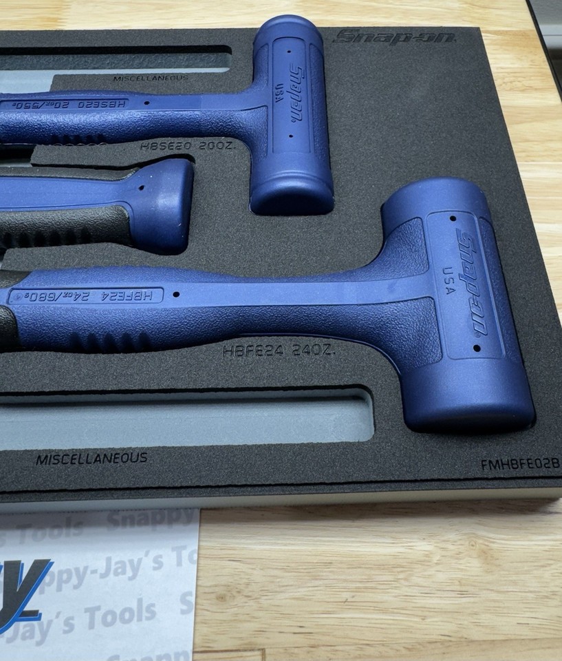 Snap-on Tools USA NEW 3pc POWER BLUE Dead Blow Hammer Foam Set ...