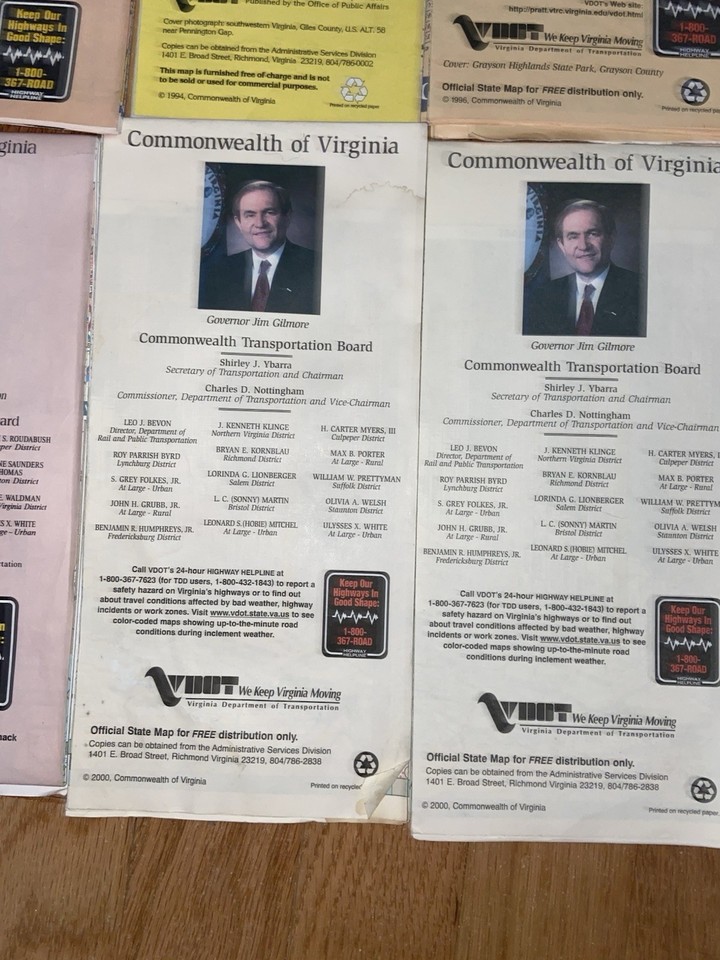 Vintage Lot Virginia Official State Highway Travel Road Maps 90s 2000s ...