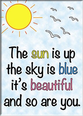 The Sun Is Up The Sky Is Blue It's Beautiful... steel fridge magnet (cv ...
