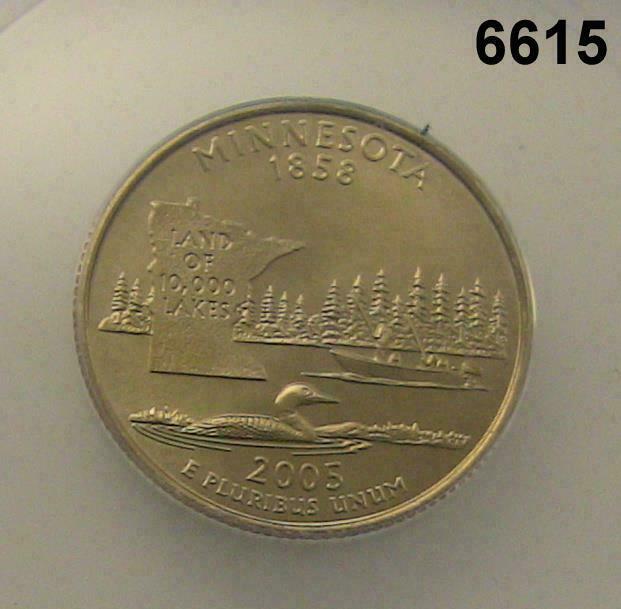 2005 WASHINGTON QUARTER MINNESOTA EXTRA TREE DIE 33 ANACS CERTIFIED ...