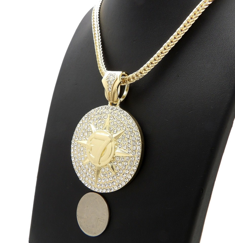 Hip Hop 5 PERCENTER 7 STAR Pendant & Box / Franco / Cuban Chain Bling ...