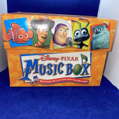 Disney VTG 2004 Pixar Music Box With 5 Books And Movie Poster Key Chain ...