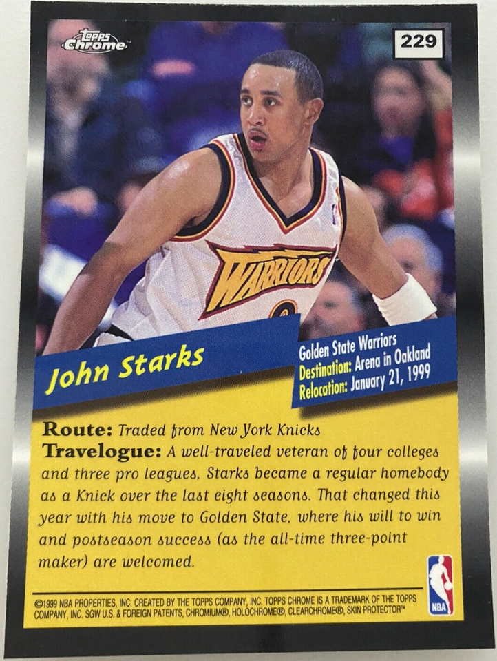 1998-99 Topps Chrome Movin On John Starks #229 Golden State Warriors ...