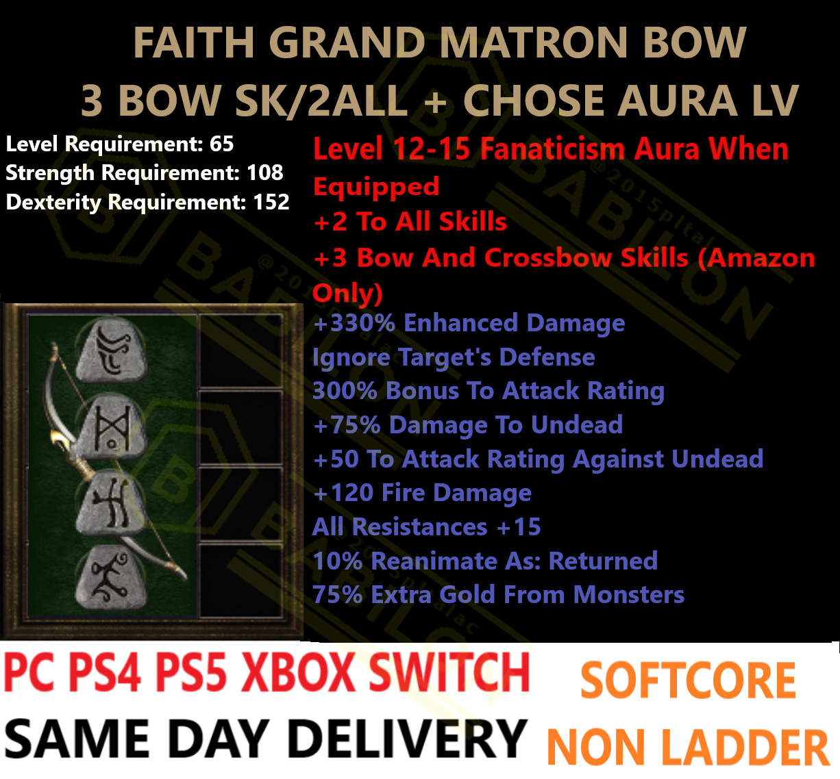 PC PS4 PS5 XBOX SWITCH Faith GMB 2/3/12-15 aura Diablo 2 Resurrected ...