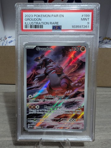 2023 POKEMON PAR EN-PARADOX RIFT ILLUSTRATION RARE #199 GROUDON PSA 9 ...