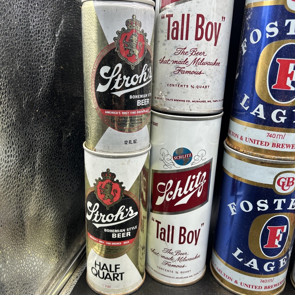Lot 24 VTG Beer Cans Schlitz Tall Boy Foster Budweiser Steel Pull Tab ...