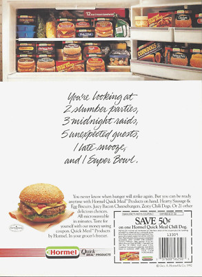 1992 Hormel Quick Meal Products Frozen Food vintage Print Ad ...