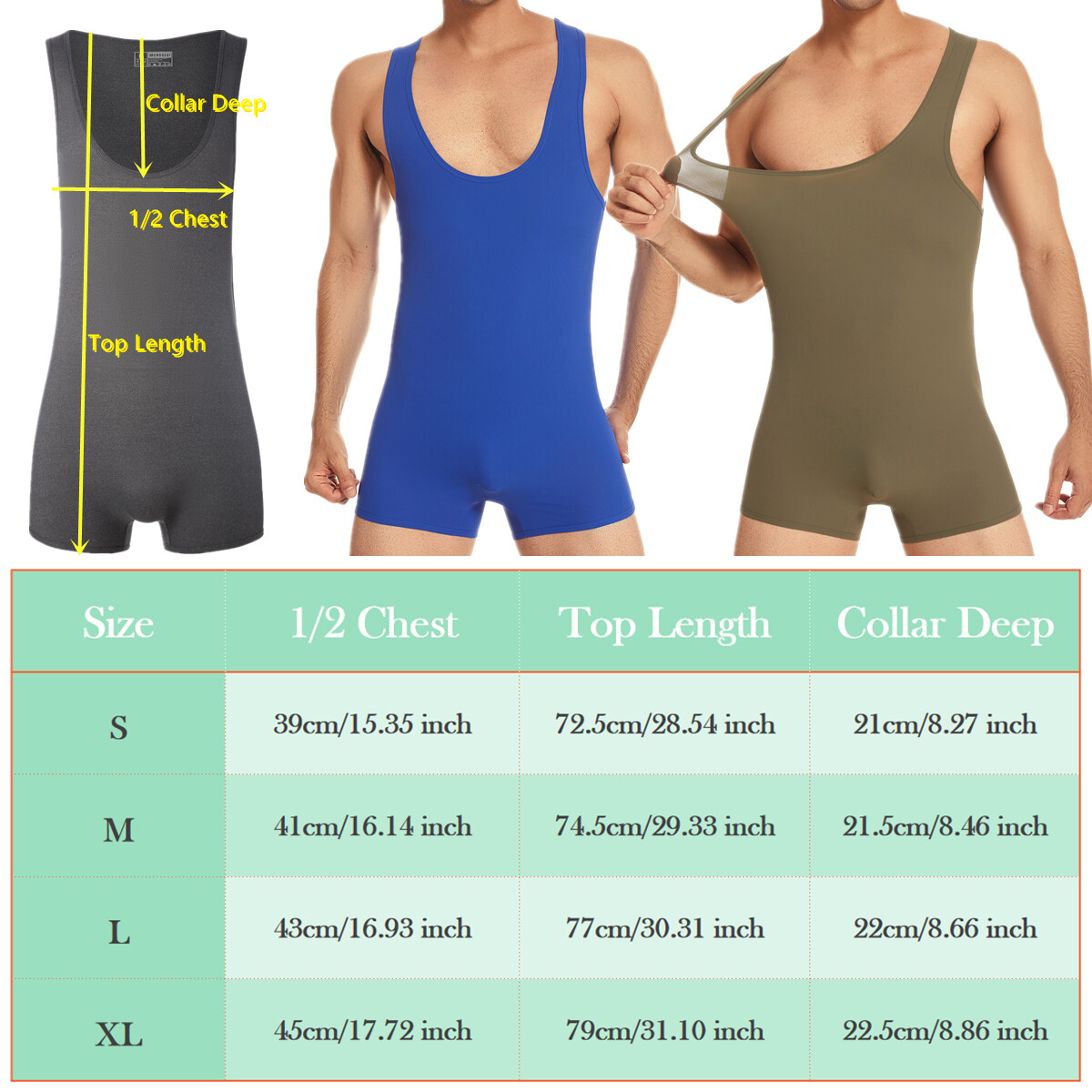 One Piece Mens Underwear Leotard Bodysuit Swimwear Wrestling Singlet