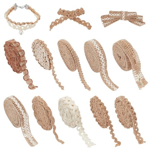 Rustic Jute Twine Ribbon - 10 Rolls of Burlap Lace Ribbon for DIY ...