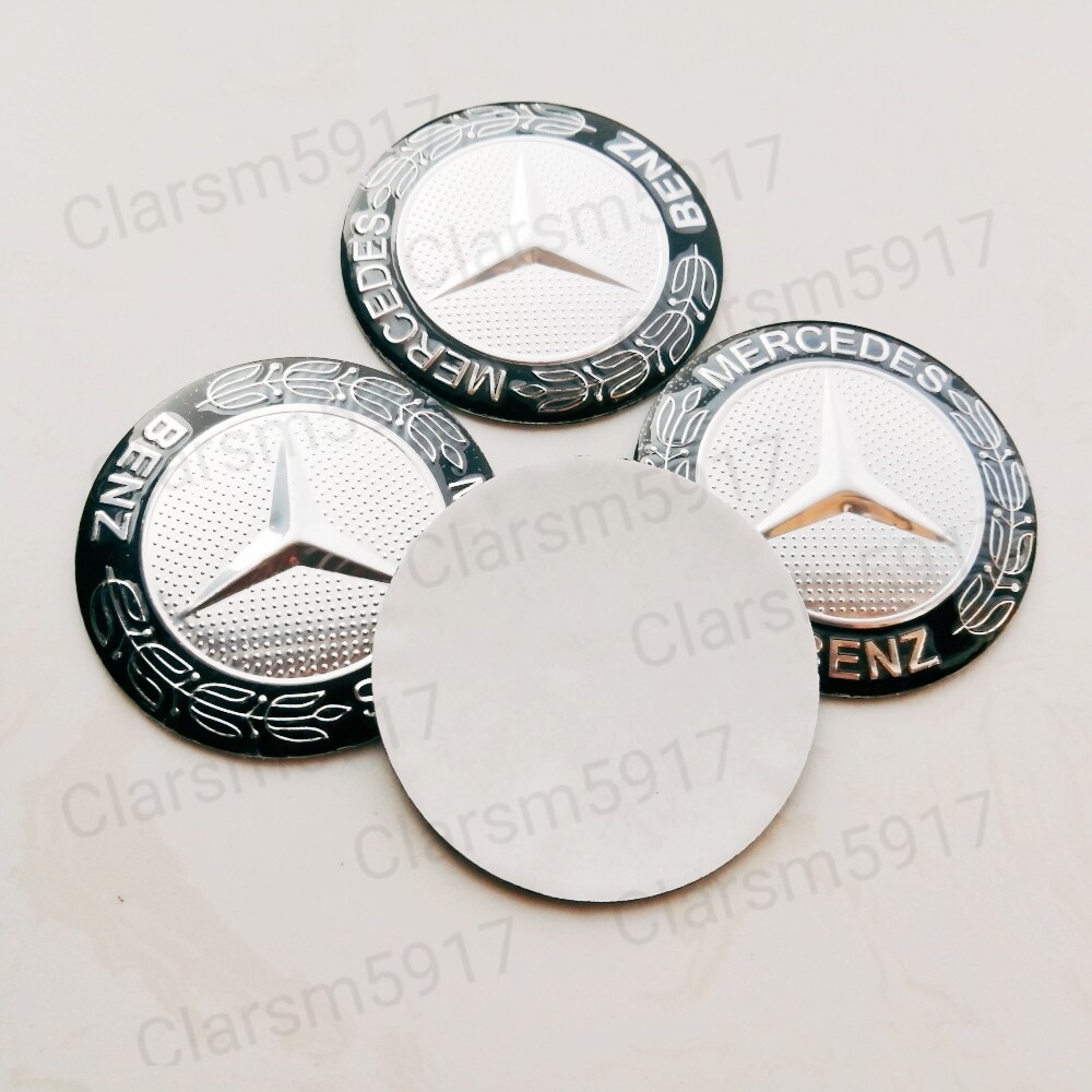 4 PCs 56mm Wheel Center Cap Stickers Decals Logo For Mercedes Benz ...