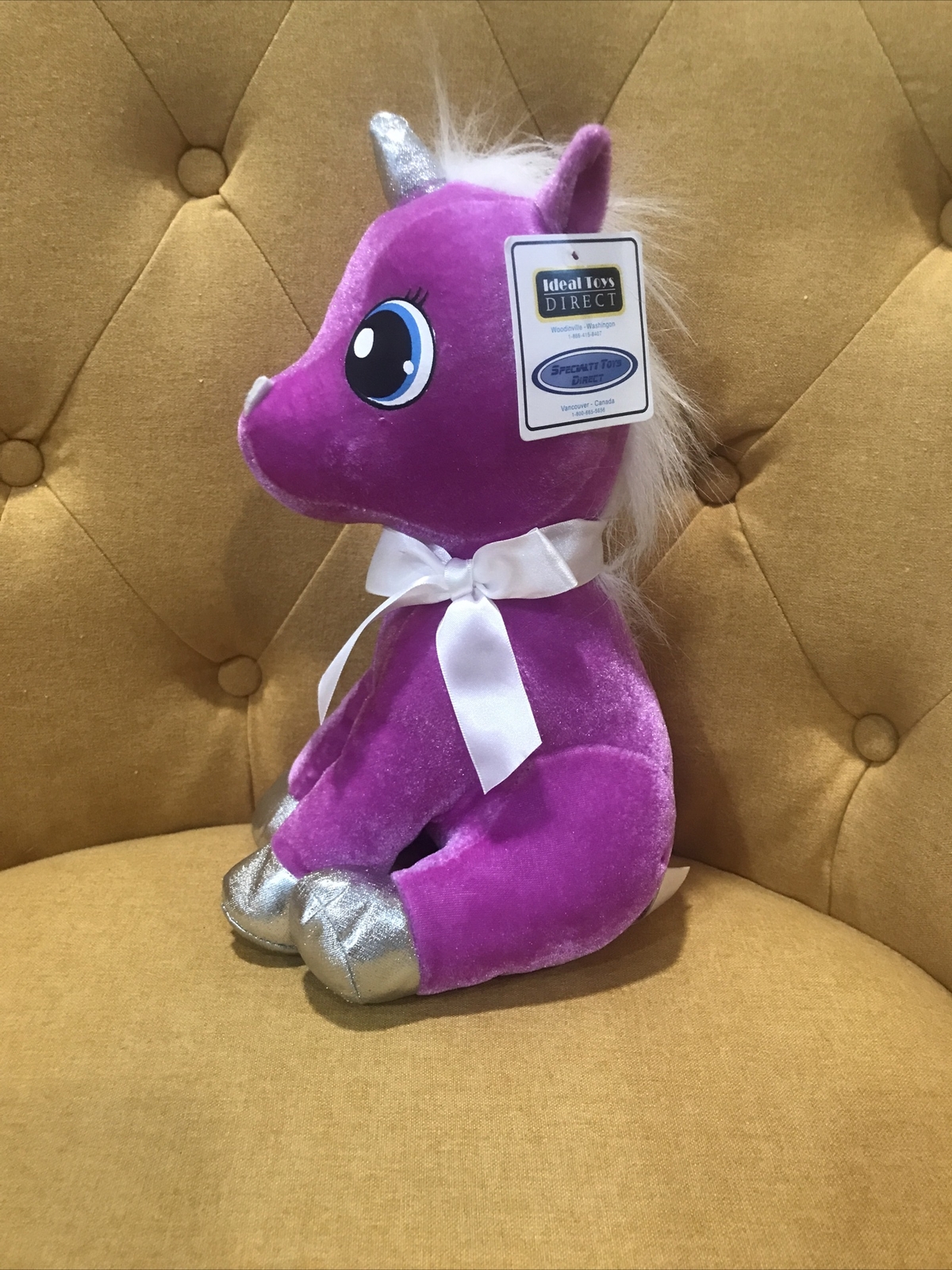 Ideal Toys PURPLE White Mane Shiny Silver Hooves Blue Eyed Plush ...