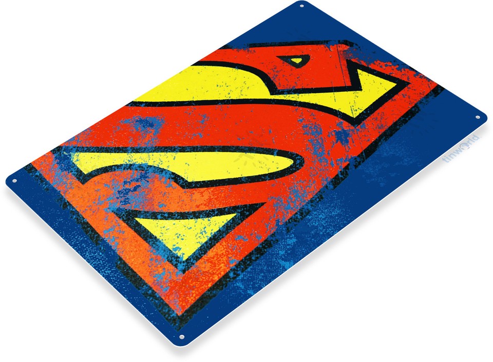 TIN SIGN Superman Logo Comic Super Hero Metal Décor Store Shop Cave ...