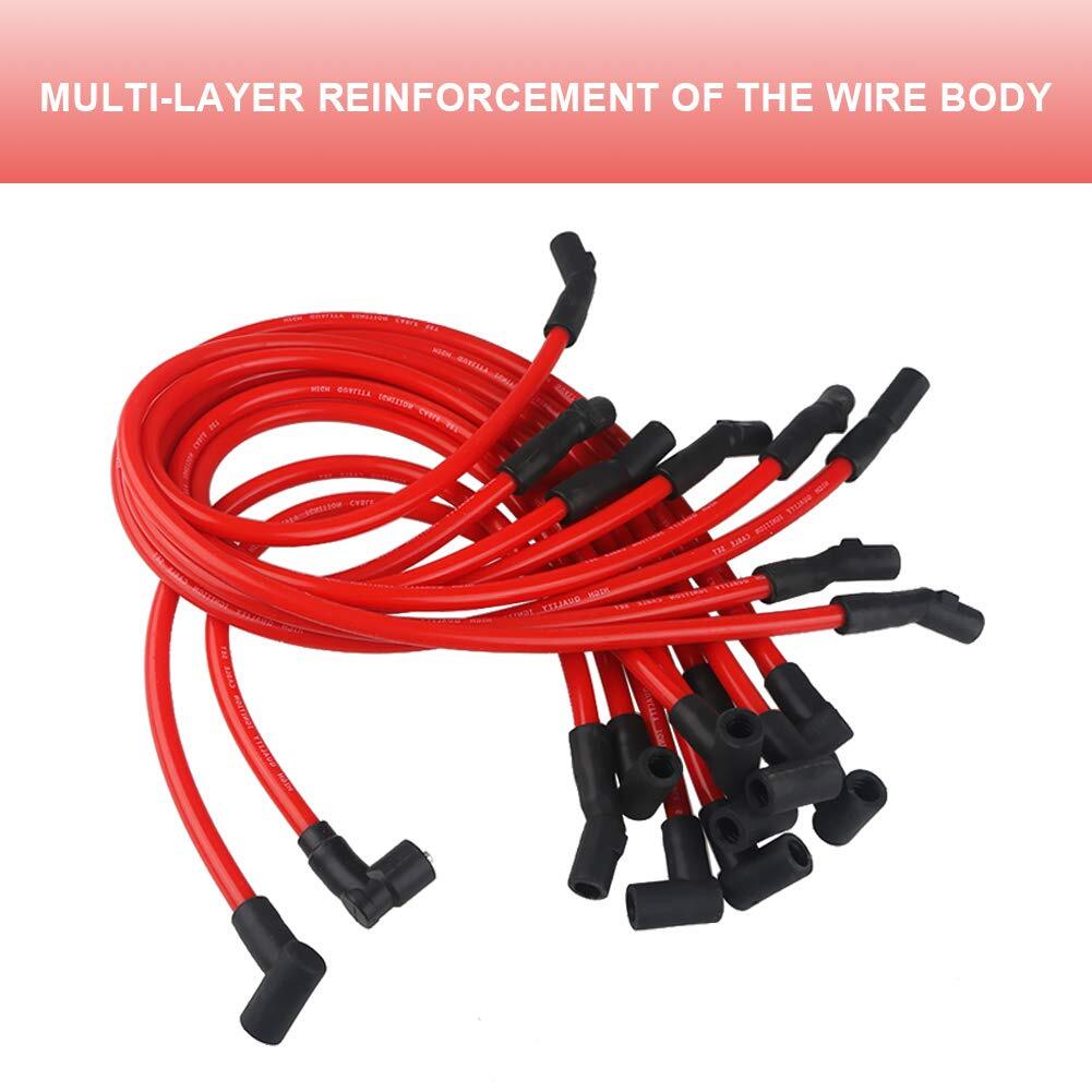 10PCS 10.5MM Electronic Ignition SBF Spark Plug Wire Red Fit For Ford ...