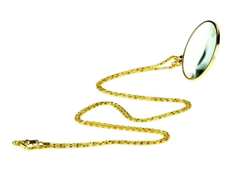 3X Decorative Monocle Necklace Magnifier Gold Silver Plated Chain ...