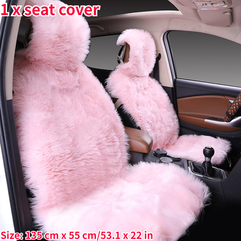 1X Soft Faux Sheepskin Fur Car Seat Cover Warm Plush Full Car Front ...