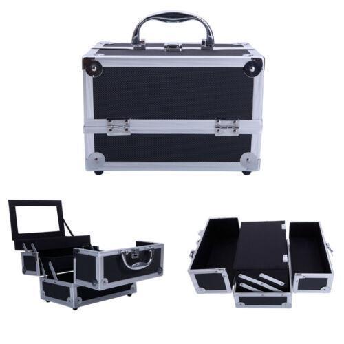 Large Pro Aluminum Makeup Train Case Box Jewelry Cosmetic Organizer w ...