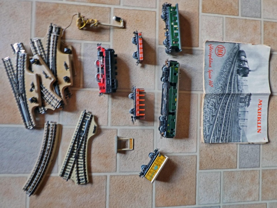 Marklin HO train set includes engine cars and track good condition ...