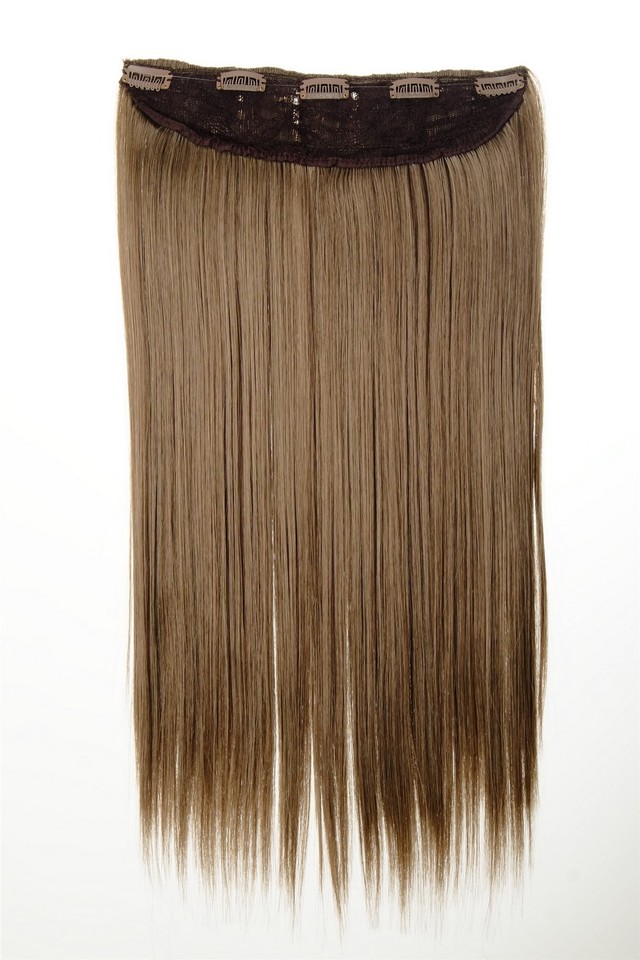 Postiche Extensions Cheveux Large 5 Clips Dense Lisse Brun Clair 60 CM ...