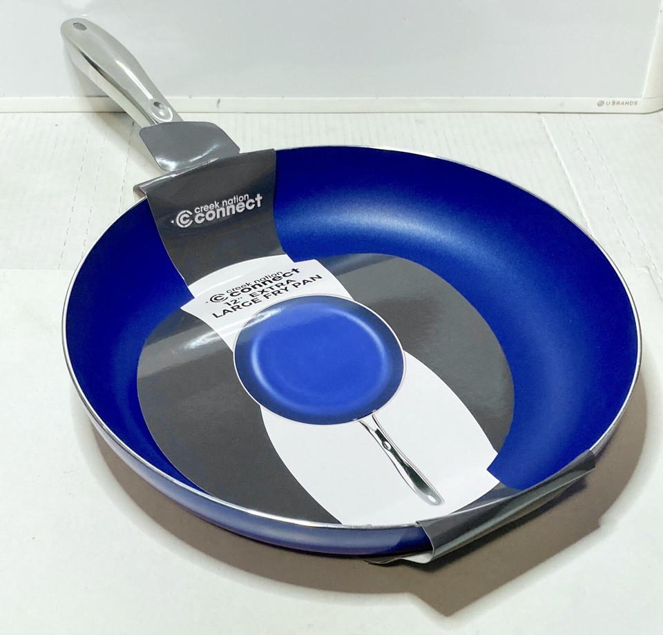Servappetit 12" Extra Large Fry Pan, Cobalt Blue Non-Stick Oven Safe ...
