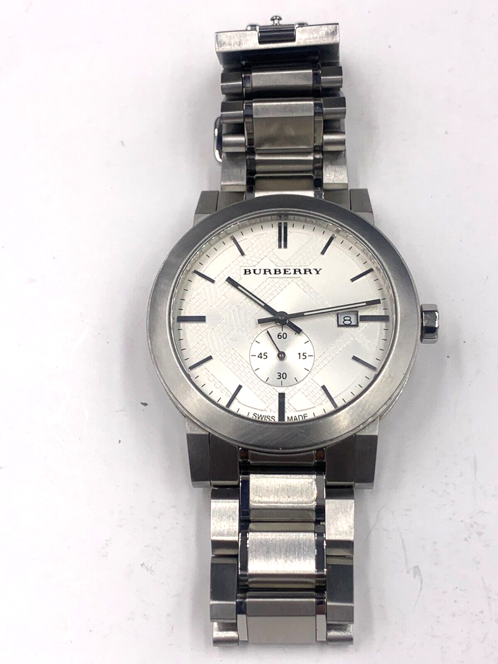 Burberry watch BU9900 The City Silver Dial Men's new battery working ...