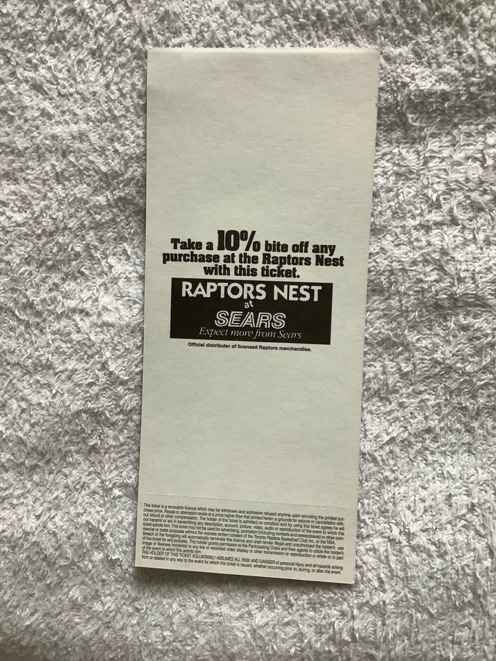 TORONTO RAPTOR 1996 FULL TICKET - DARRELL WALKER - ON TICKET | eBay