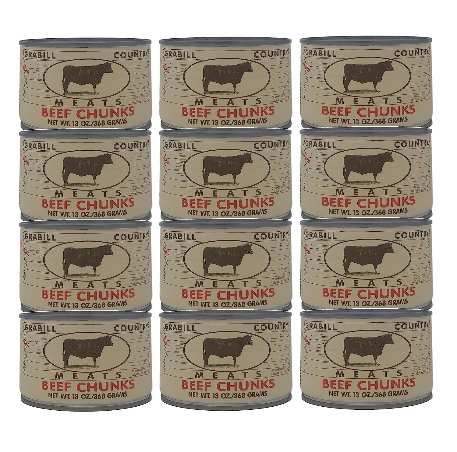 12 Cans- Grabill Country Meats Canned Beef Chunks 13oz Can Favorite ...