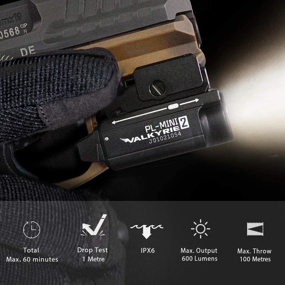 OLIGHT PL-MINI 2 Valkyrie Rail Mounted LED Rechargeable Tactical Light ...