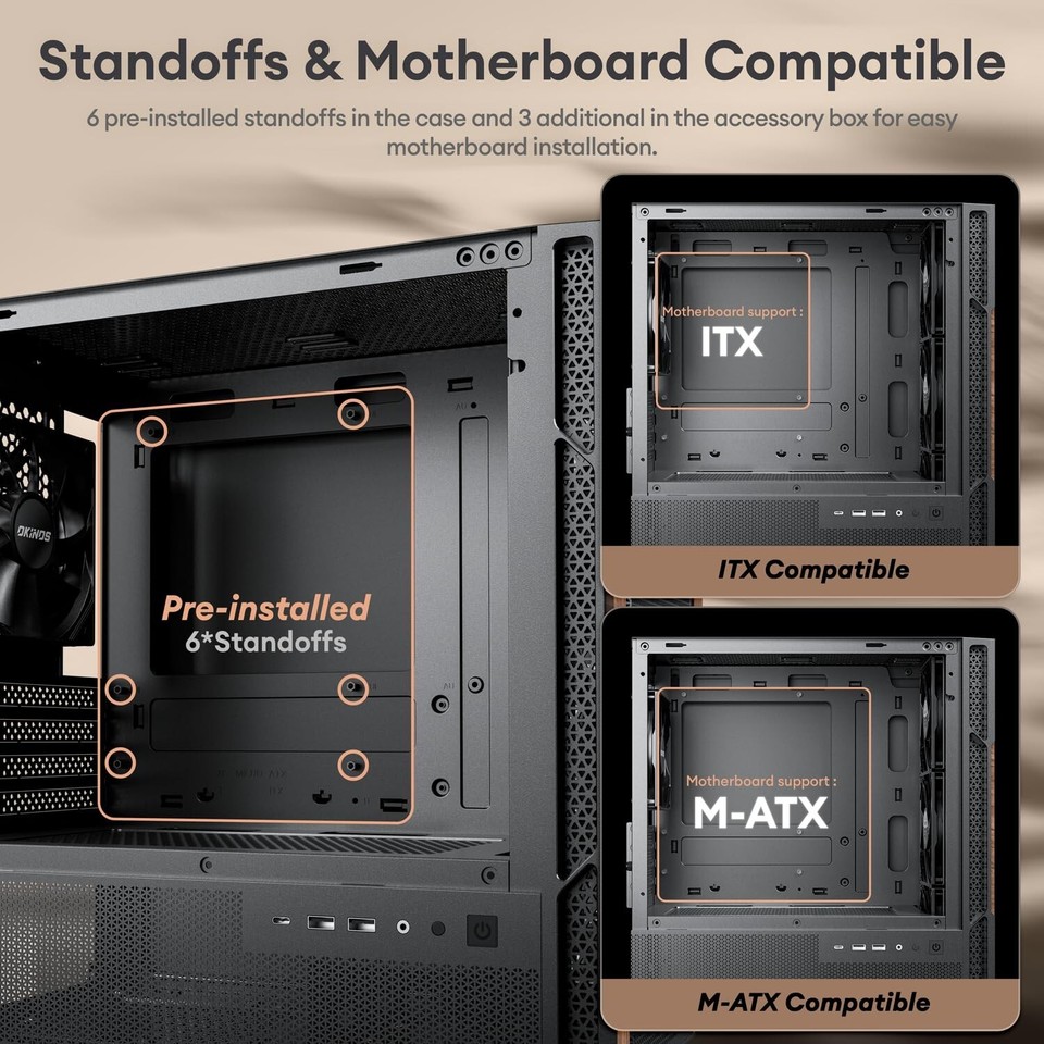 Genuine Walnut Wood Micro ATX Case, MATX PC Case with 4 × 120mm 3 Pin ...