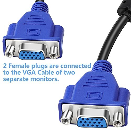 Dual Vga Splitter Monitor Cable 1 Male To 2 Female Adapter Converter ...