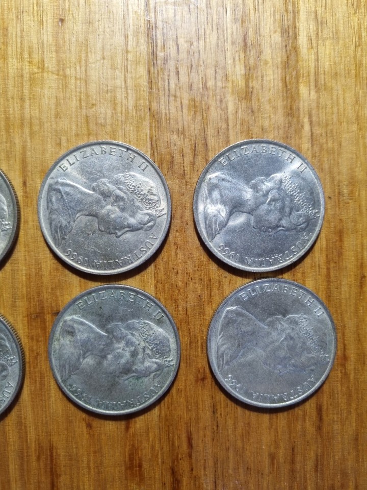 10x Australia 1966 Round 50 Cent Coin Circulated - 80% Silver | eBay ...
