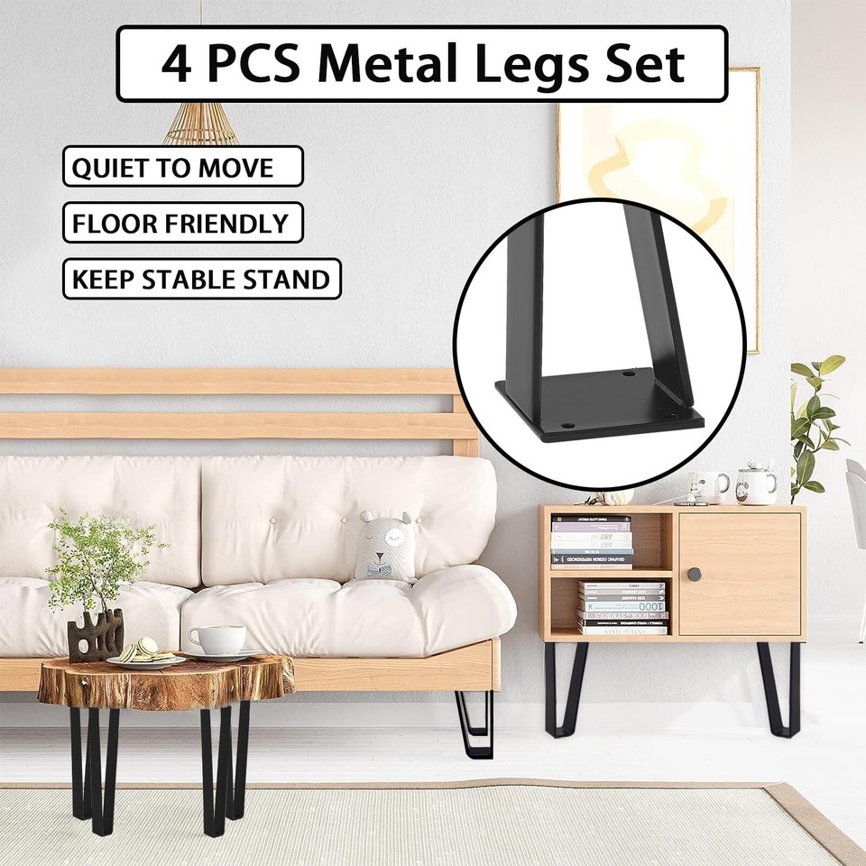 8 inch Metal Bench Legs Triangle-Shape Furniture Legs Solid Steel Table ...