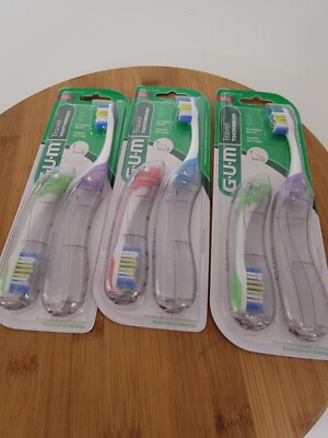 GUM Travel Toothbrush soft bristles foldable case 2 Per Pack lot of 3 ...