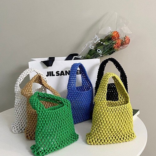 Straw Beach Bags Women Handwoven Bucket Totes Woven Handbags Bag | eBay