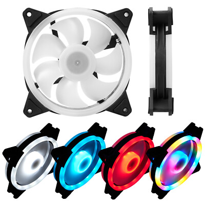 1-4er PC Case Cooling Fan Dual Ring Gaming RGB LED 120mm Silent 4-Pin ...