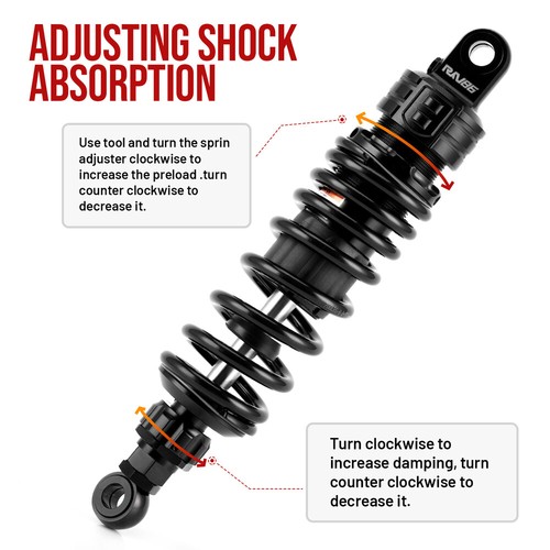 Black 11.75" Rear Shocks For Harley Dyna Low Rider FXDL Fat Bob FXDF ...