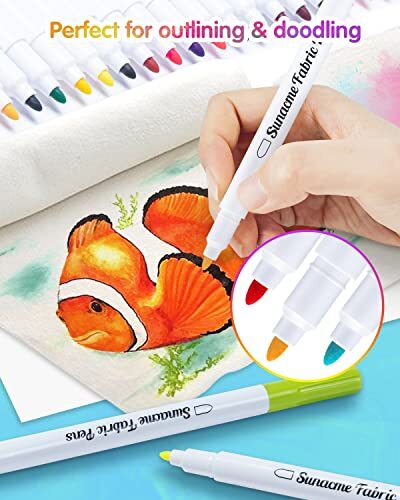 Fabric Markers Pen, 32 Colors Permanent Fabric Paint Pens Art Markers ...